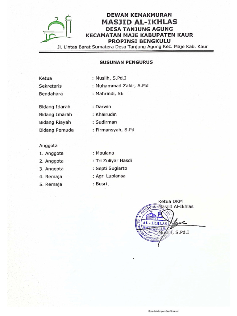 Susunan Pengurus DKM | PDF