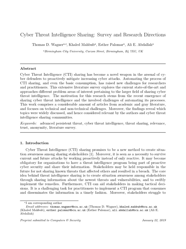 Cyber Threat Sharing Challenges | PDF | Security | Computer Security