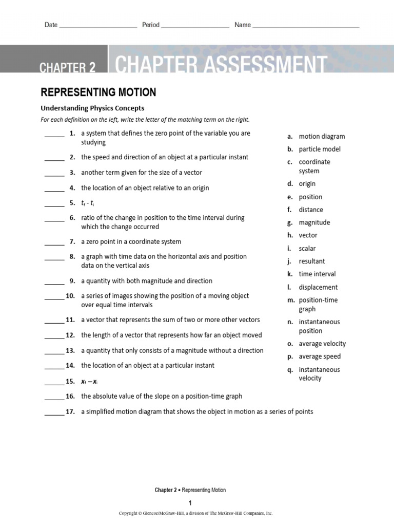 Chapter 2 Assessment - Representing - Motion 2 | PDF | Euclidean Vector | Velocity