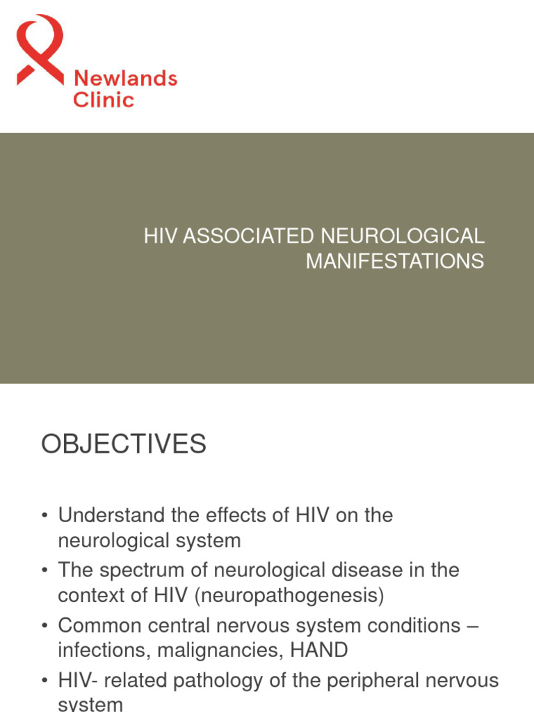 HIV and Neurological Complications Overview | PDF | Meningitis | Neurology