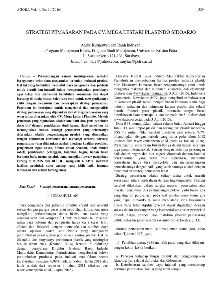 Strategi Pemasaran Pada CV Mega Lestari Db2c5e5c | PDF | Bisnis