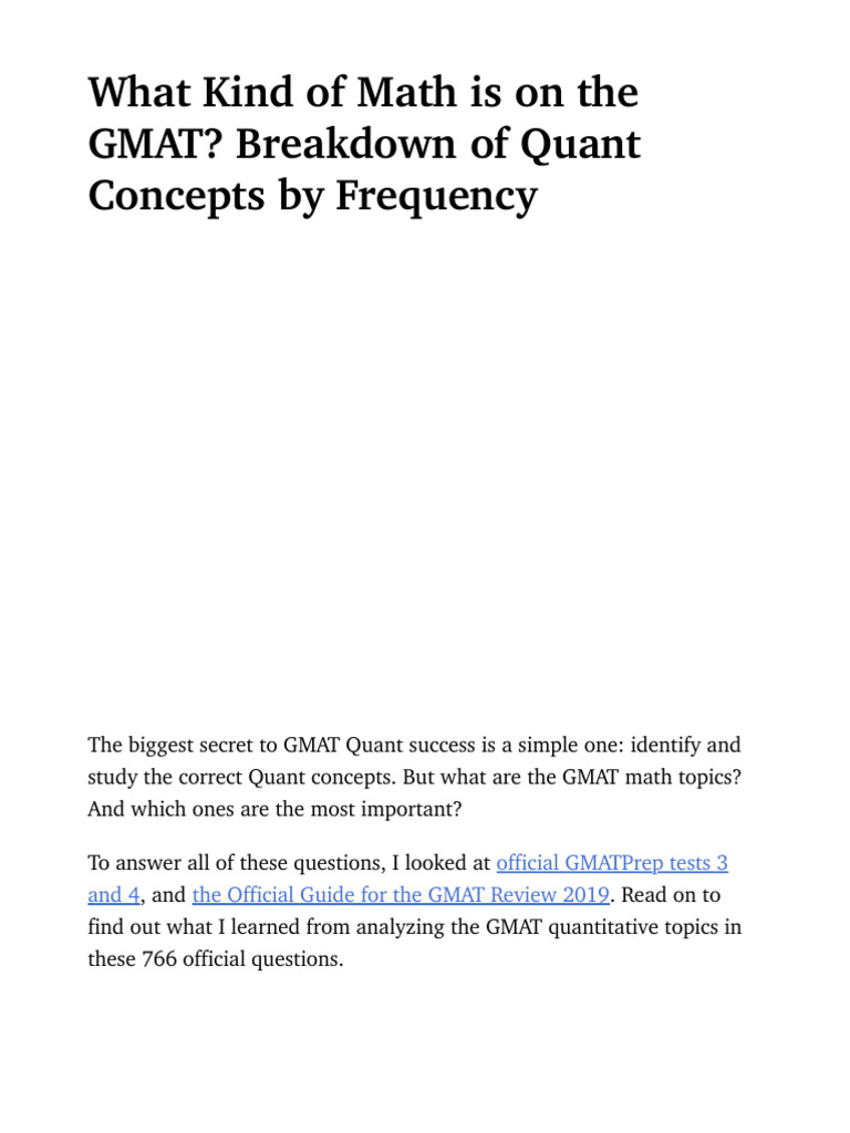 What Kind of Math Is On The GMAT? Breakdown of Quant Concepts by ...