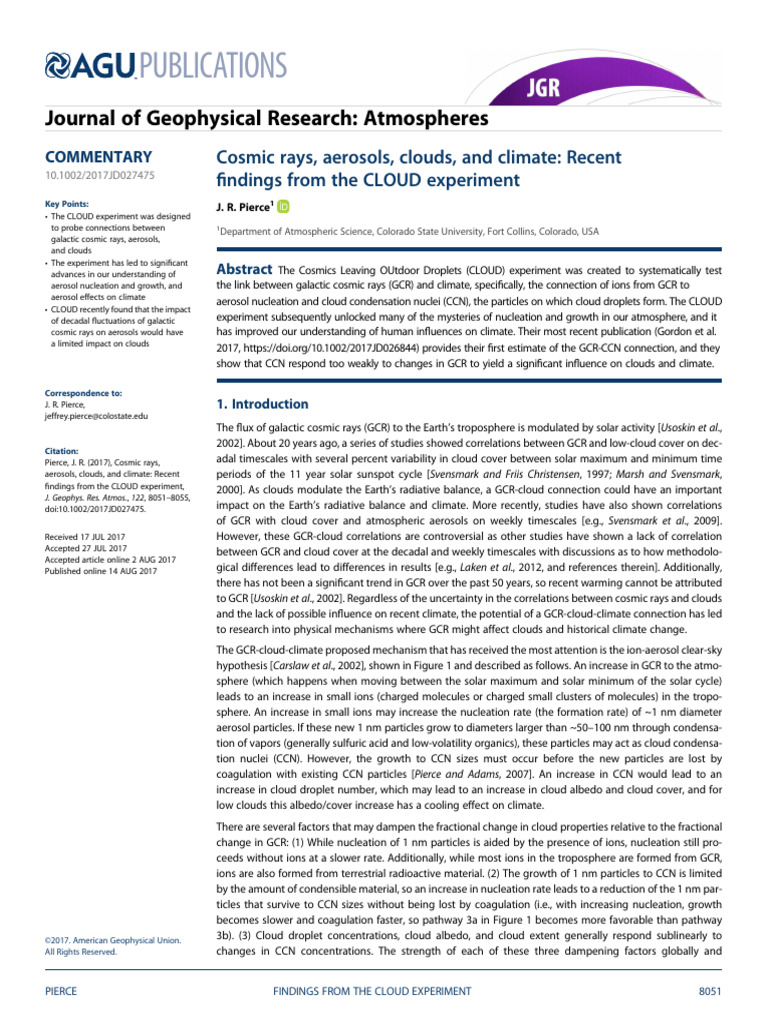 JGR Atmospheres - 2017 - Pierce - Cosmic Rays Aerosols Clouds and ...