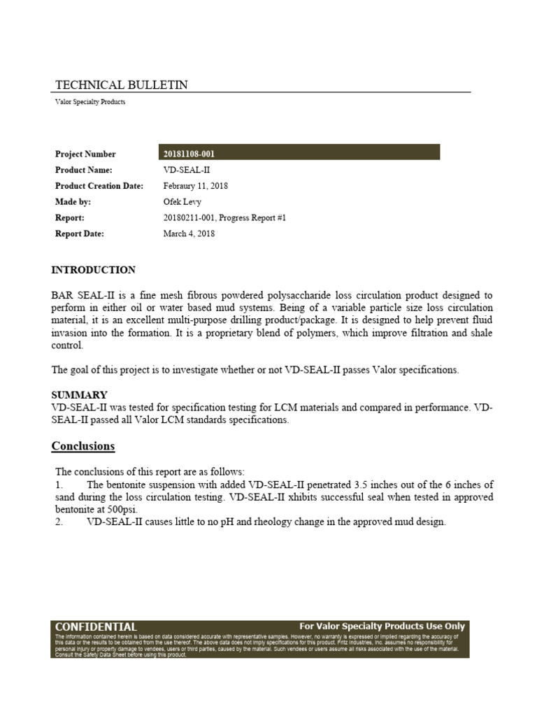 Vd Seal Ii Final Report2 Pdf Viscosity Physical Sciences