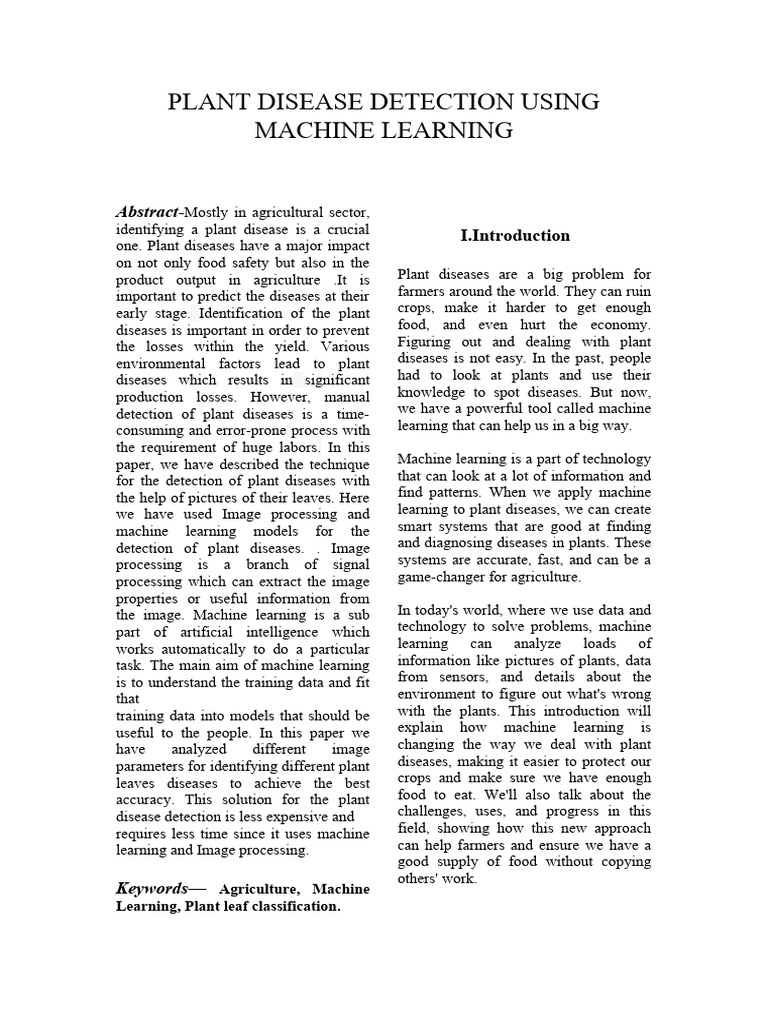 Plant Disease Detection Using Machine Learning Manuscript 1 Pdf Machine Learning Deep Learning