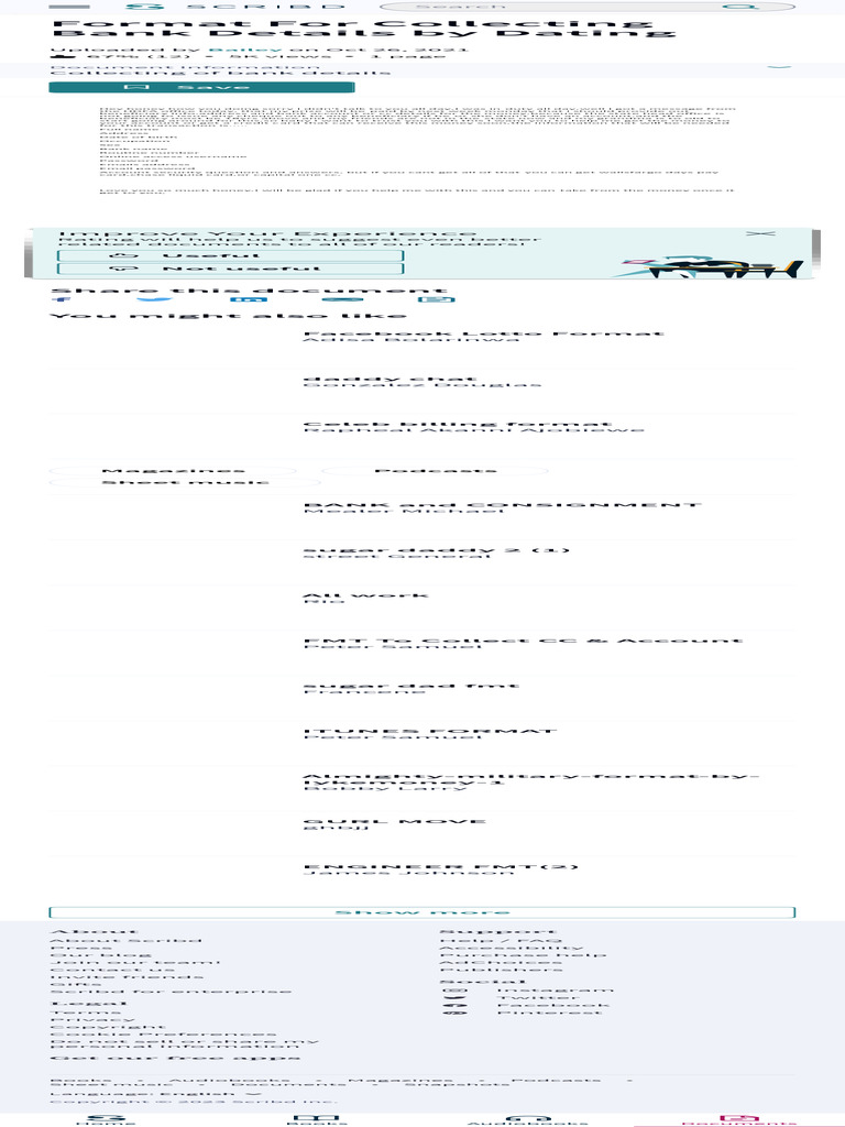 Format For Collecting Bank Details by Dating PDF | PDF | Scribd ...