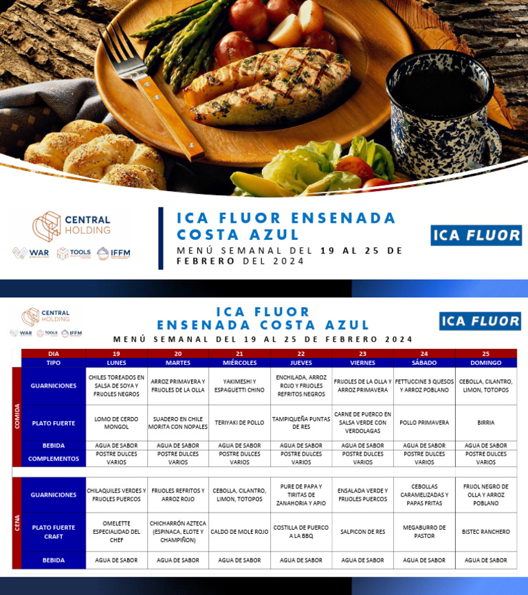 Menú Del 19 Al 25 de Febrero 2024 Ica | PDF | Cilantro | Cocinando