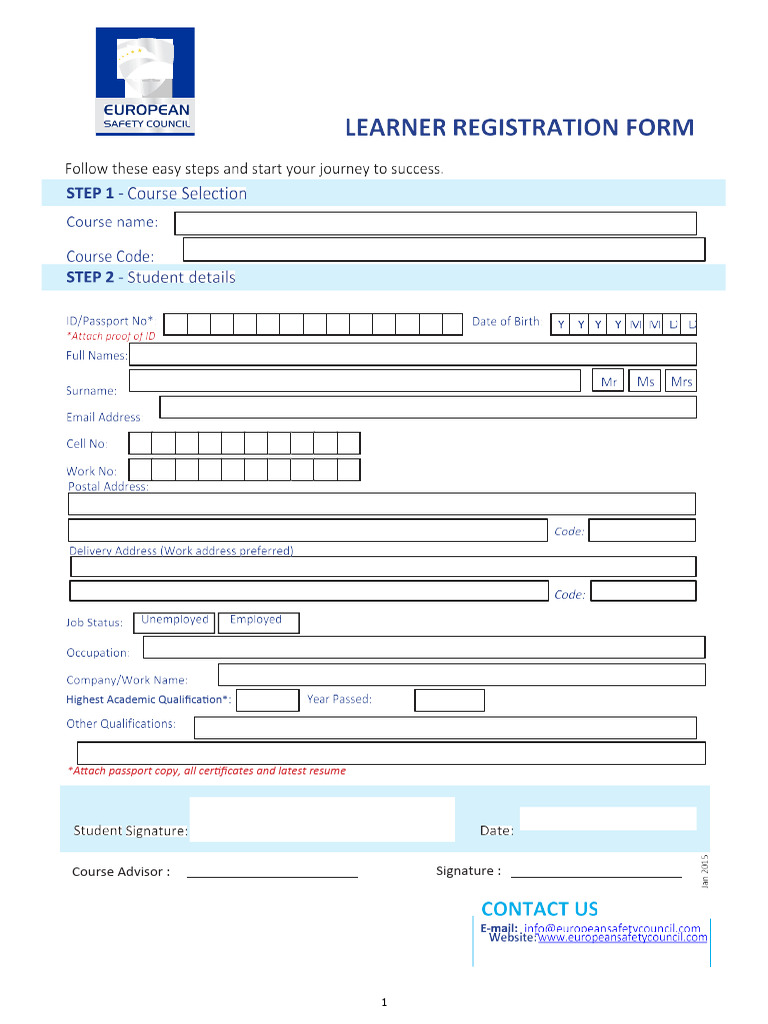 Esc Level 6 Registration Form and Learning Agreement | PDF | Learning