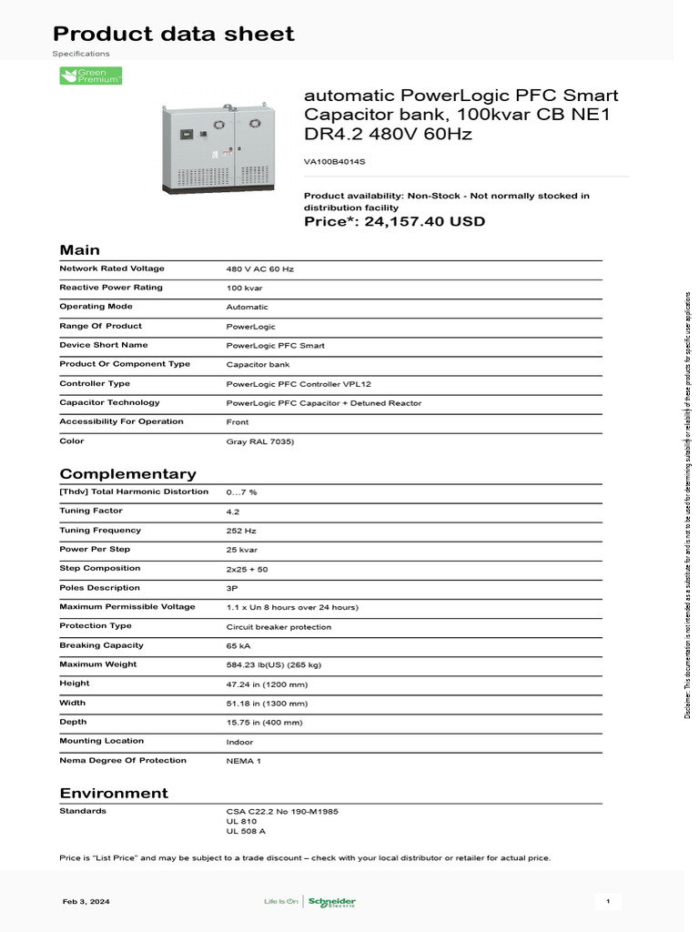 Schneider Electric - PowerLogic-PFC-Capacitor-Banks-UL-CSA ...