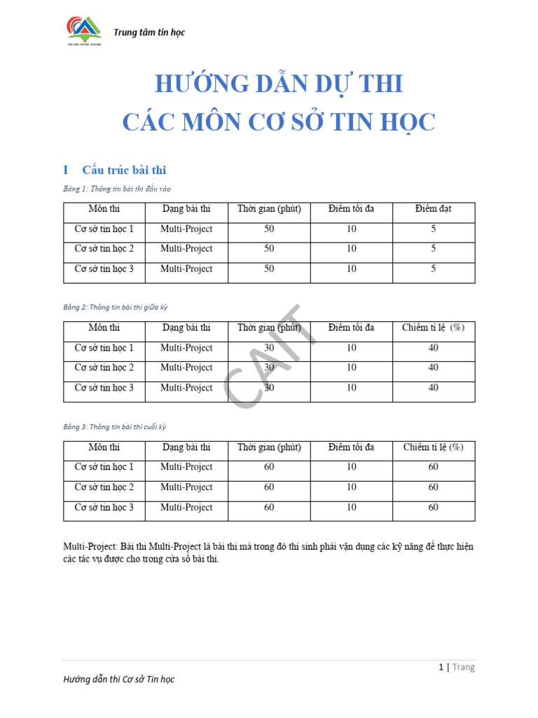 Huong Dan Thi Dau Vao CSTH | PDF
