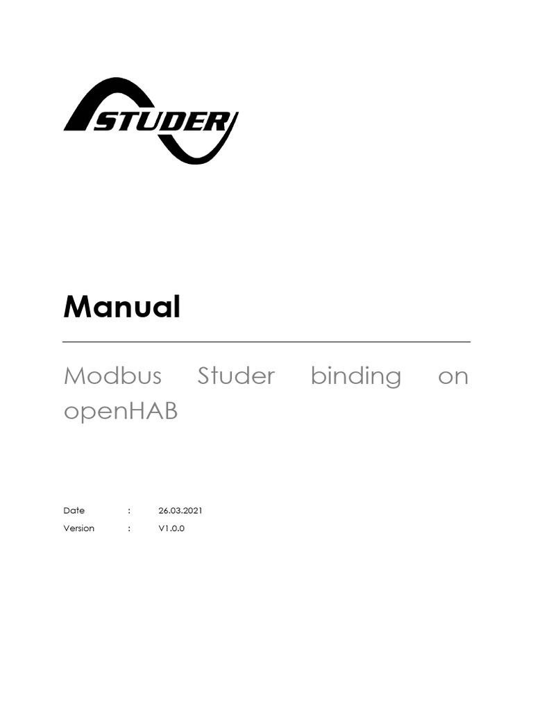 Manual Modbus Studer Binding On Openhab v1.0.0 | PDF | Raspberry Pi | Computing