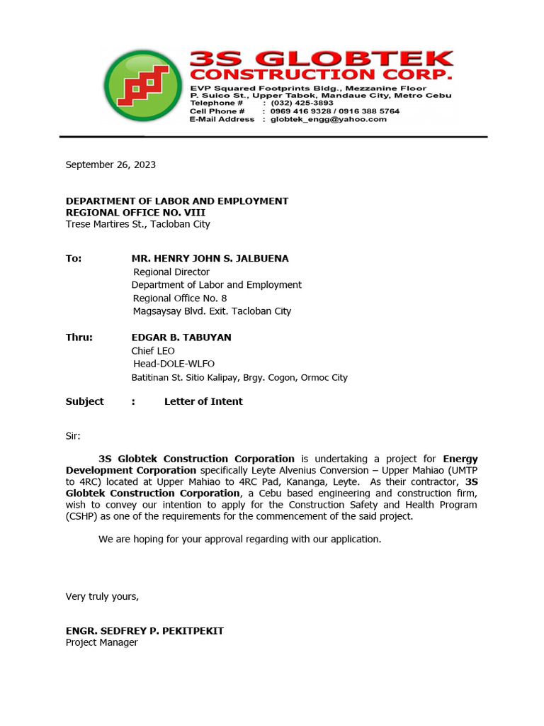 Letter of Intent Dole | PDF