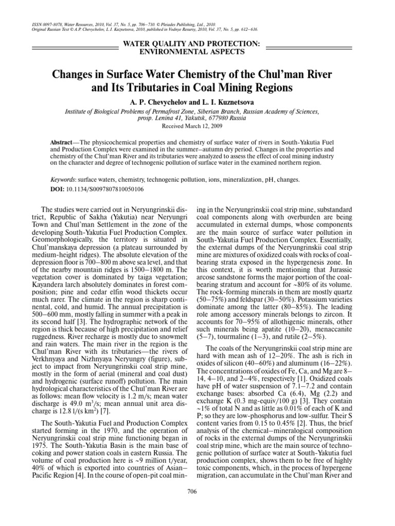 Water Quality and Protection Environmental Aspects Cahnge in Surface ...