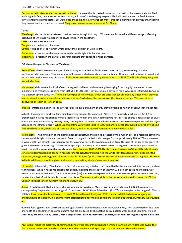 EM Waves | PDF | Electromagnetic Spectrum | Electromagnetic Radiation