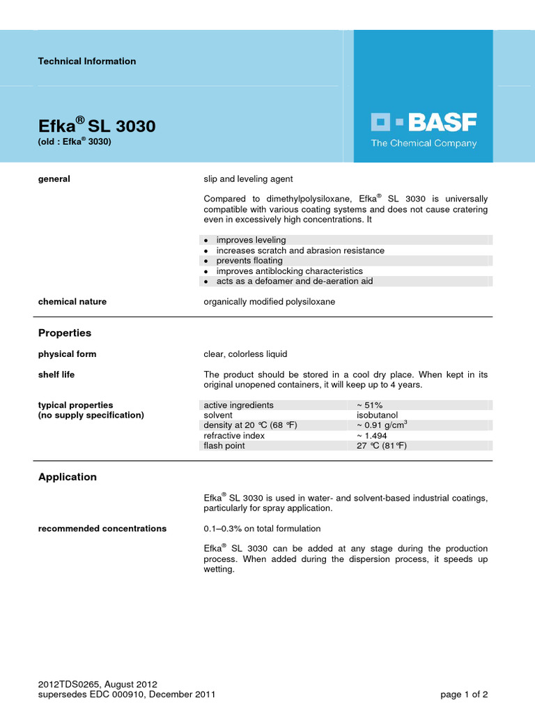 Basf Efka 3030 TDS | PDF