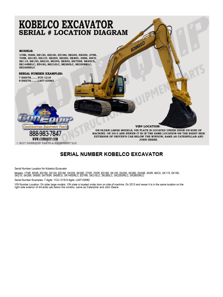 Serial Number Kobelco Excavator | PDF