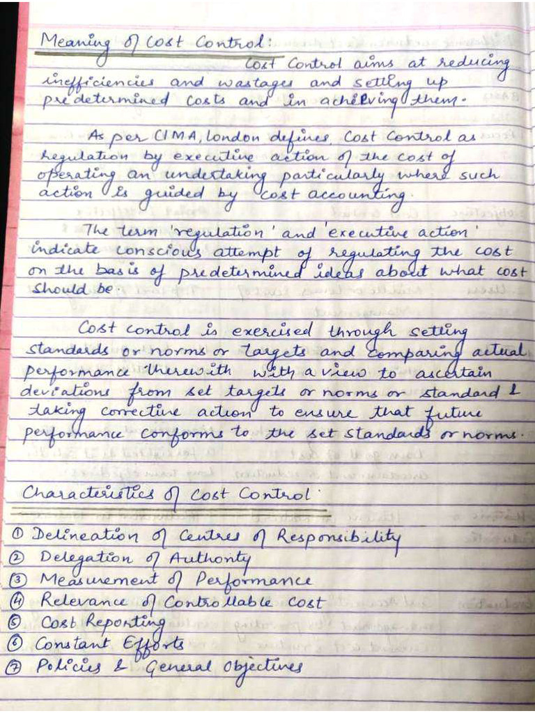 Cost Control, Characteristics, Advantages and Step in Control | PDF