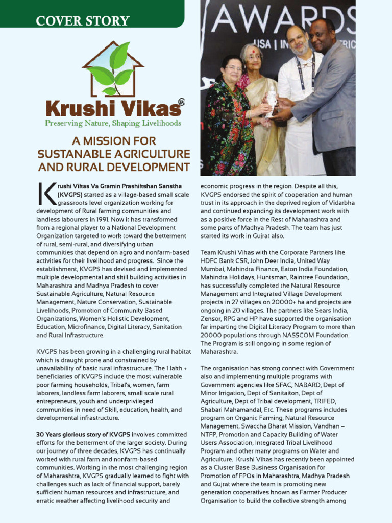 Krushi Vikas Cover Story CSF - Jan-Feb 21 - KVGPS | PDF