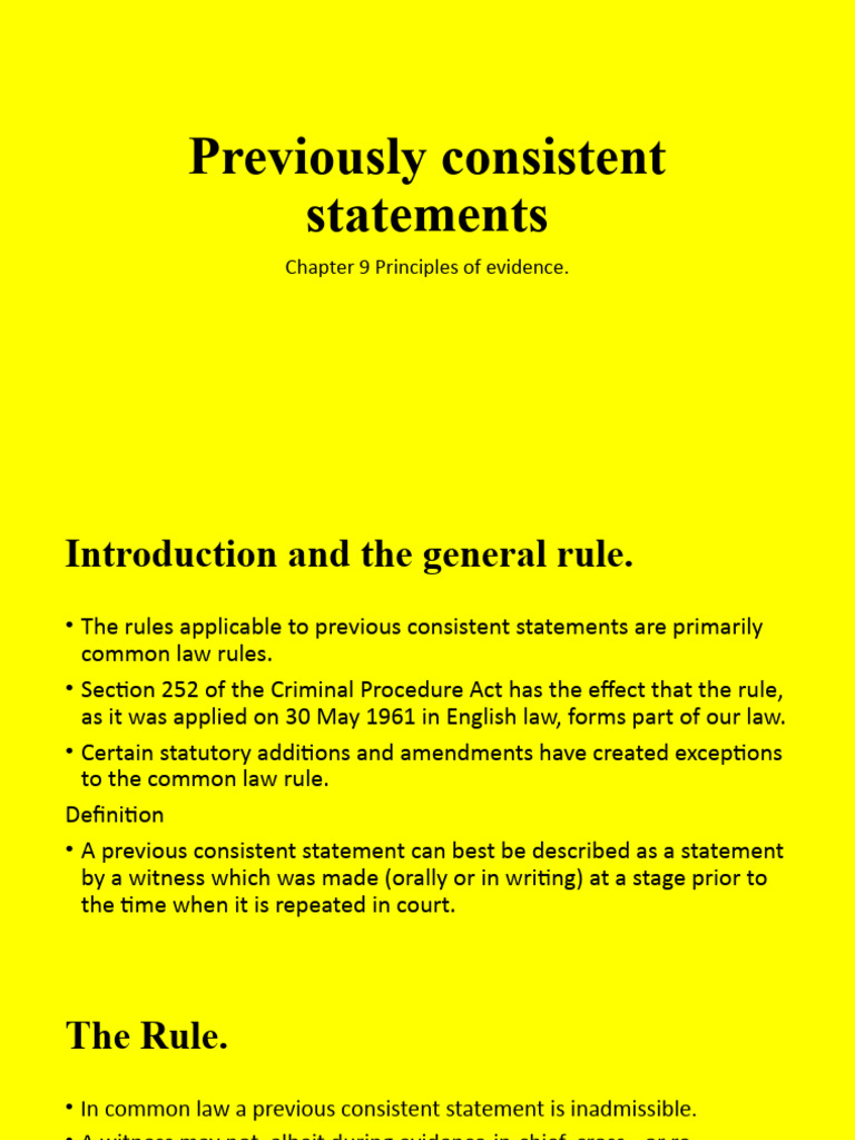 Previous Consistent Statements Law | PDF | Witness | Judiciaries