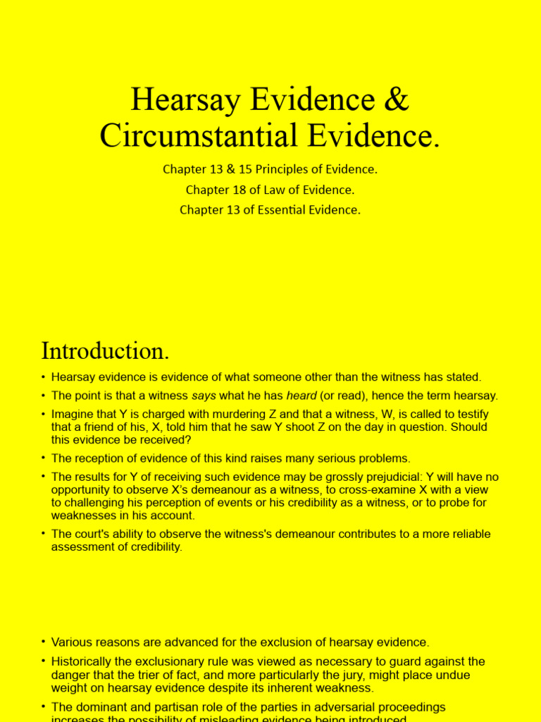 9 Hearsay & Circumstantial Evidence | PDF | Hearsay | Witness