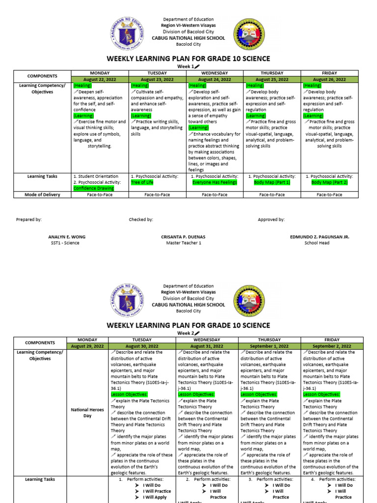 Weekly Learning Plan Science 10 | PDF | Plate Tectonics | Earthquakes