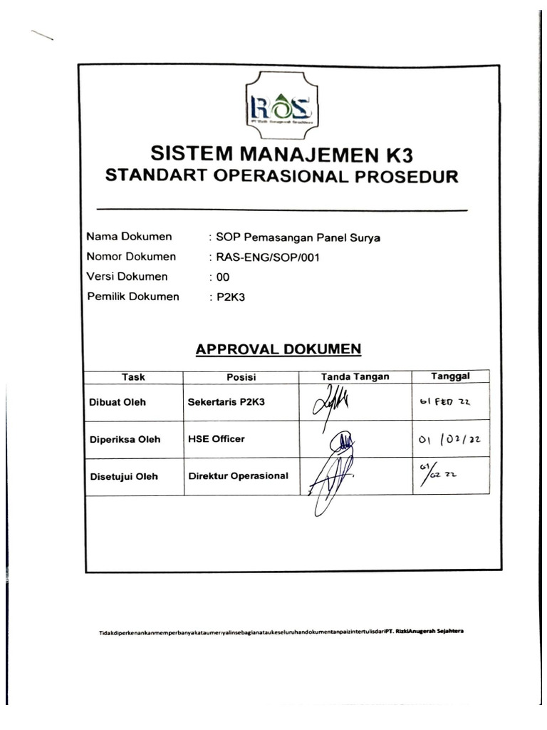 5.1 A SOP Pemasangan Panel Surya | PDF