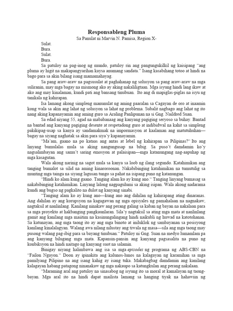 Responsableng Pluma | PDF