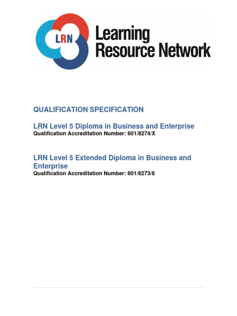 LRN Level 5 Business and Enterprise Specification | PDF | Business | Economies
