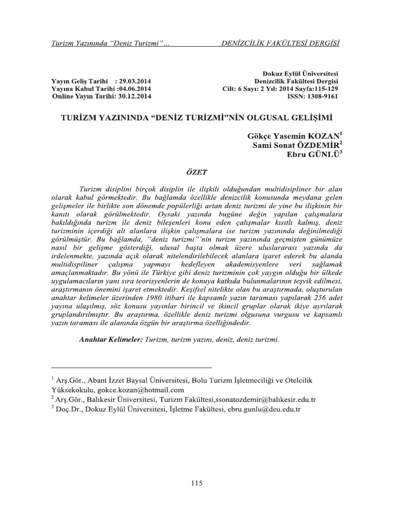 Developments of Marine Tourism in Tourism-Related Literature | PDF