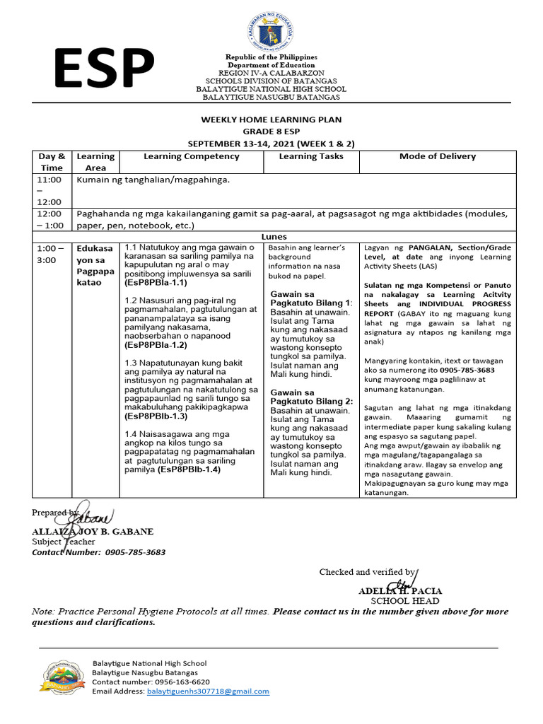 Q1 W1WK2 Esp-8 | PDF