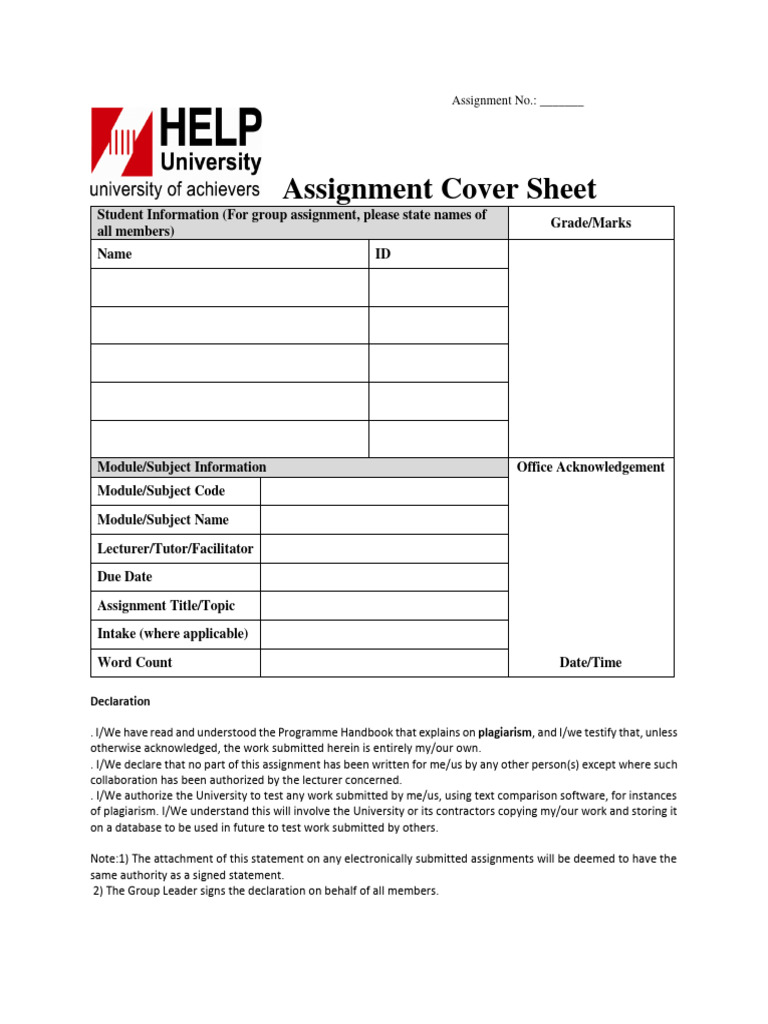 Assignment Cover Sheet | PDF | Turnitin | Computer Science