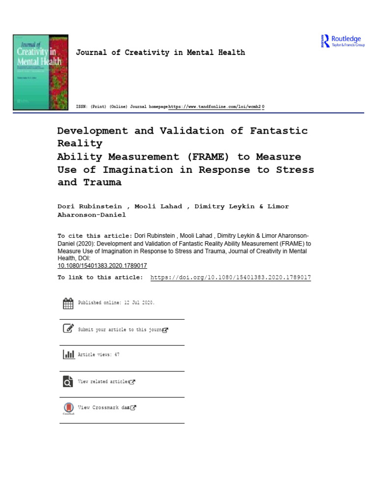 + Development and Validation of Fantastic Reality Ability Measurement ...