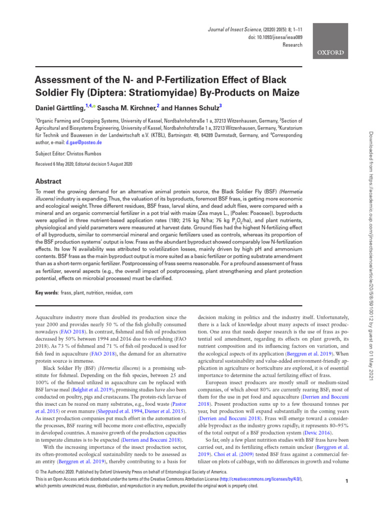 Assessment of The N - and P-Fertilization Effect of Black Soldier Fly ...