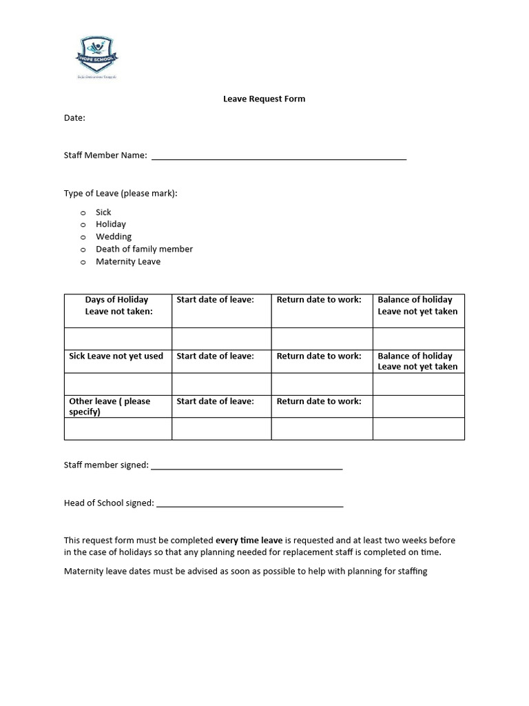 Leave Form Teacher | PDF
