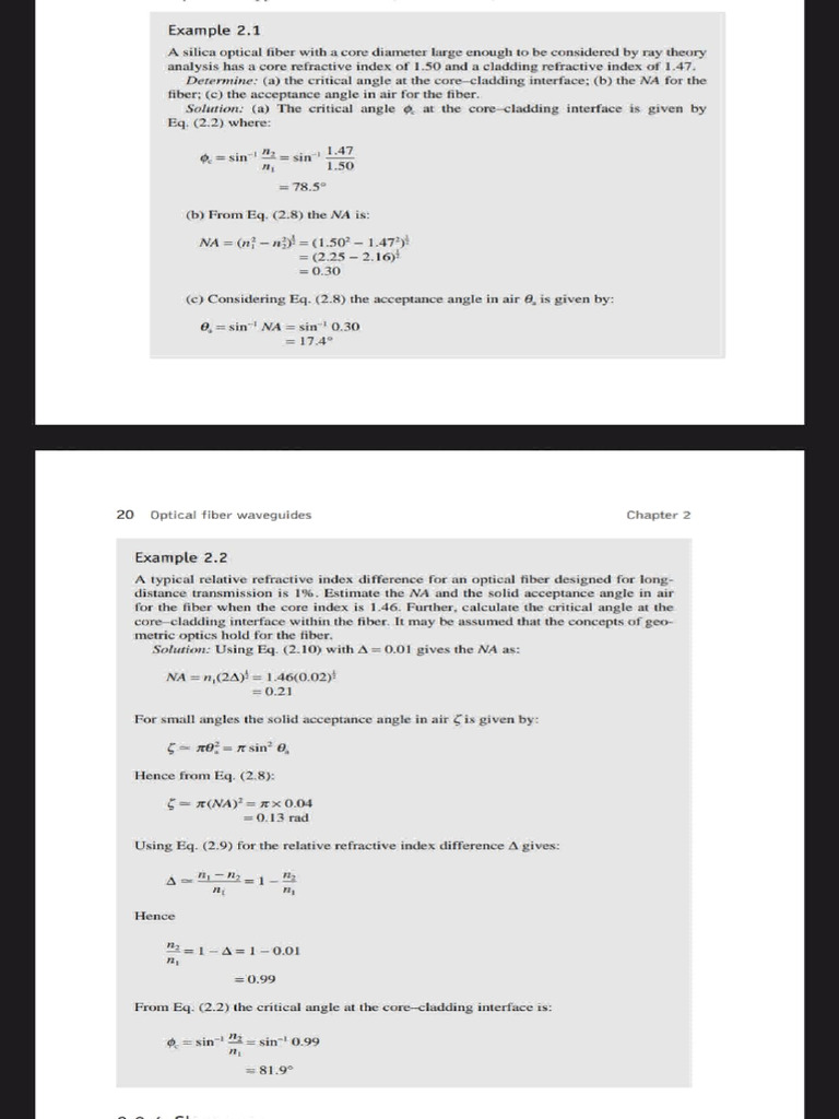 Unit 2 and 3 Numerical | PDF | Dispersion (Optics) | Optical Fiber