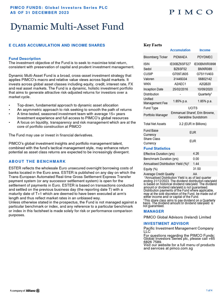 Pimco Dynamic Multi Asset Fund | PDF | Investment Fund | Investing