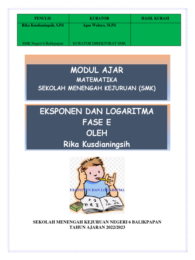 Modul Ajar Eksponen Dan Logaritma Kurasi Revisi 2 | PDF