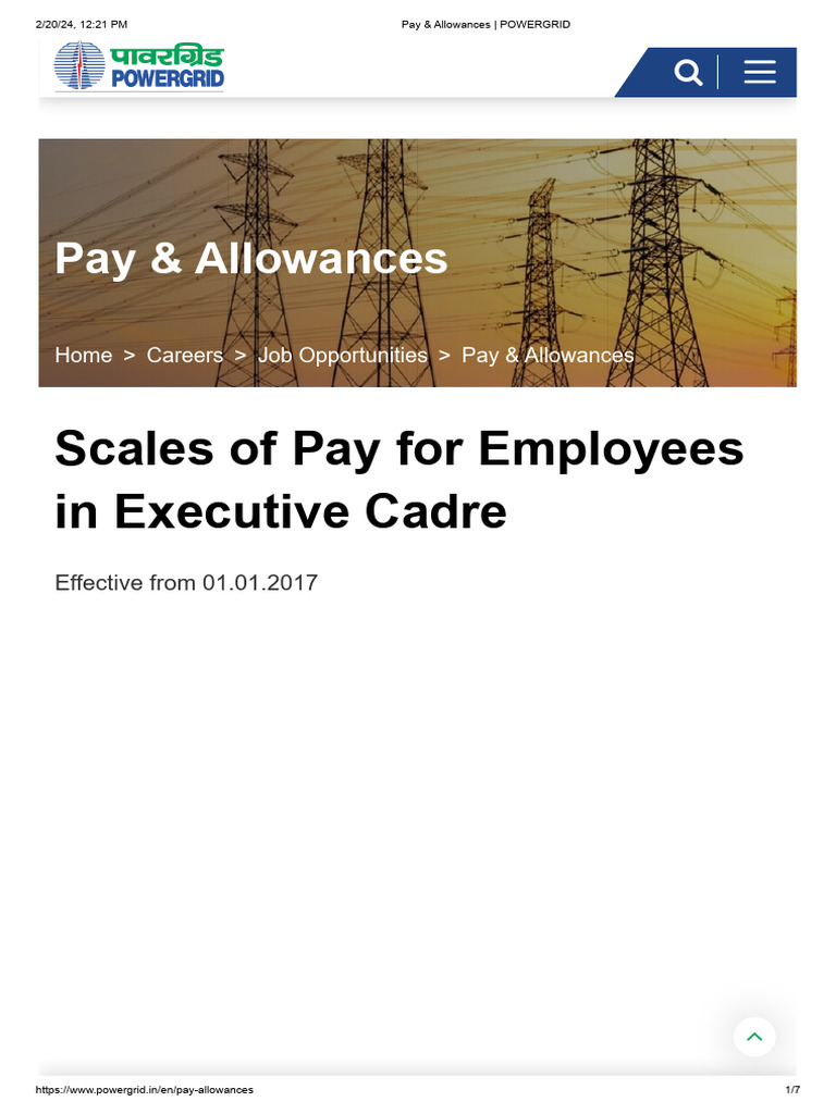 Pay & Allowances - POWERGRID 01012017 | PDF | Business Law
