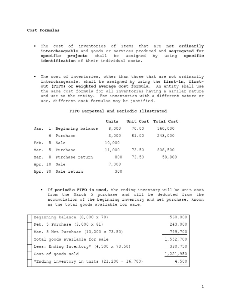 Inventory_Cost Formulas | PDF | Cost Of Goods Sold | Accounting