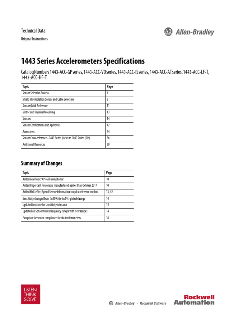 1443 Series Accelerometers Specifications: Technical Data | Download Free PDF | Electromagnetic ...