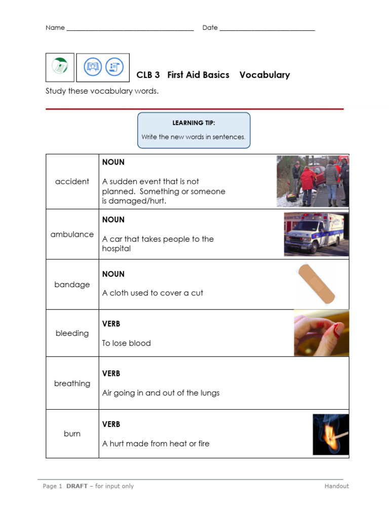 Handout Vocabulary FAB 3 | PDF