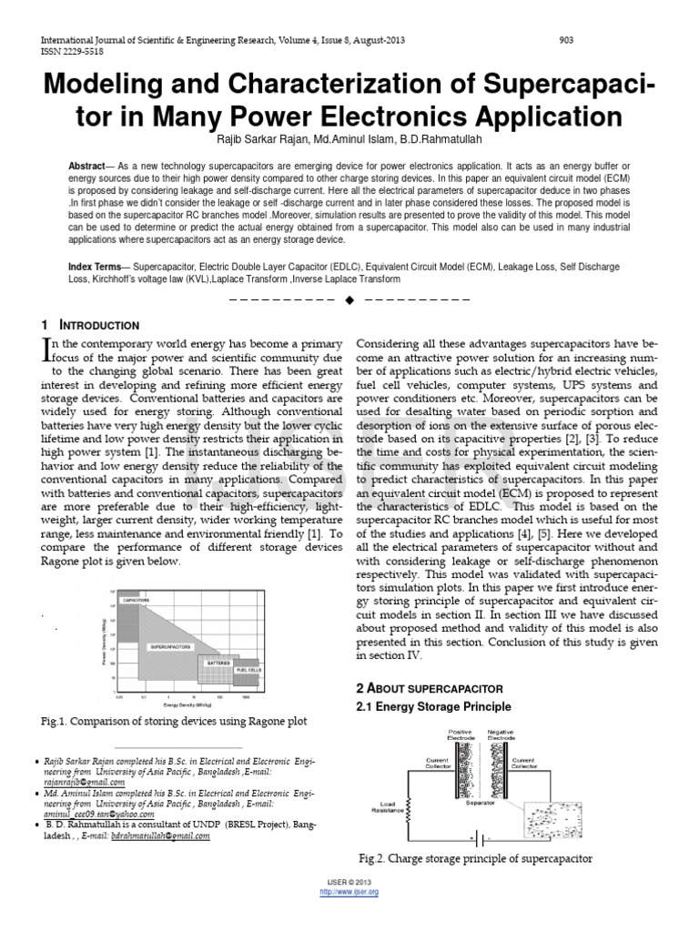 Supercapacitor Modeling for Power Electronics | PDF | Capacitor ...