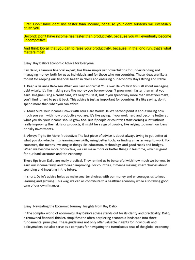 Ray Dalio | PDF | Economic Growth | Sustainability