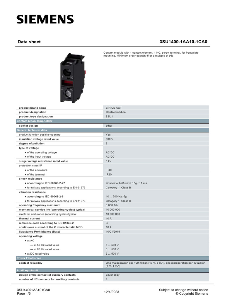 3SU14001AA101CA0 Datasheet en | PDF