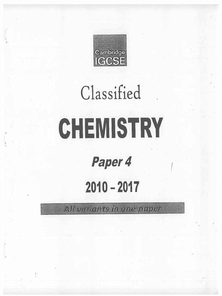 IGCSE Classified Chemistry 0620 Paper 4 | PDF