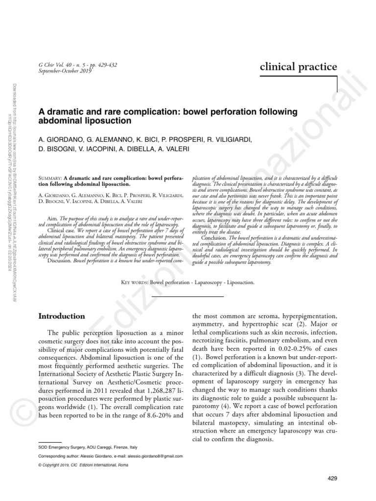 A Dramatic and Rare Complication Bowel.10 | PDF | Thrombosis | Surgery