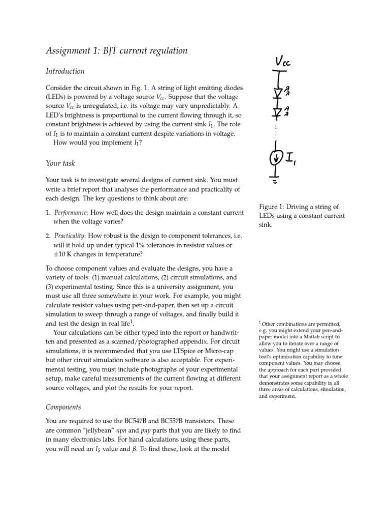 BJT Current Regulation Design Report | PDF | Electrical Network ...