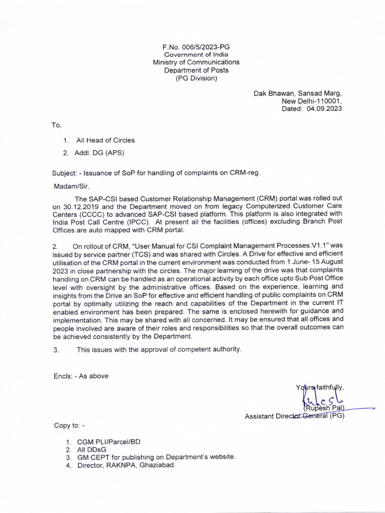 SoP For Handling of Complaints On CRM | PDF | Microsoft Excel ...