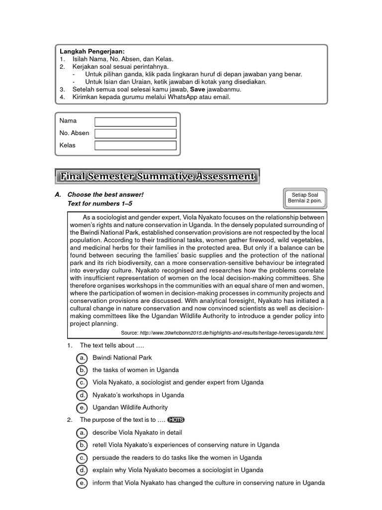 Final Semester Summative Assessment - Bahasa Inggris 11 SMA K.Merdeka SMT 2 - 23-24 | Download ...