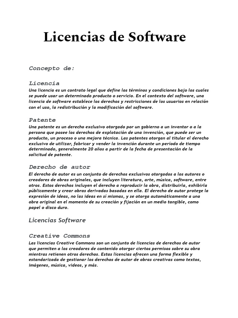 Conceptos Clave de Licencias de Software | PDF | Software libre ...